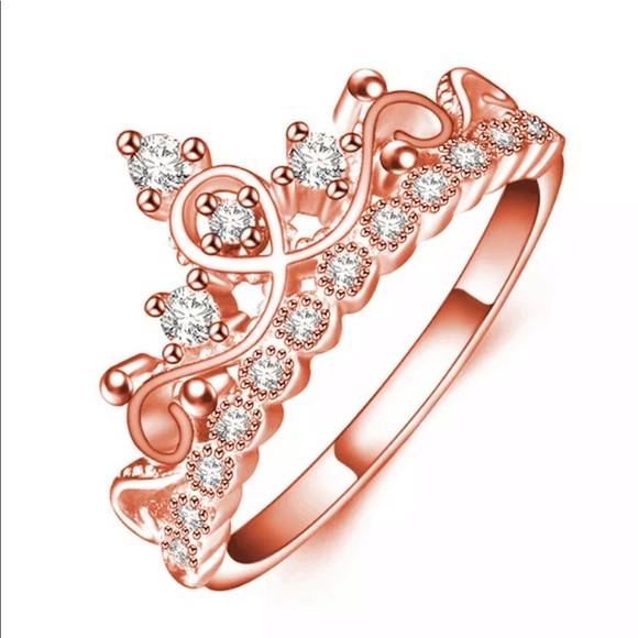 Jewelry | Nwt Rose Gold Crystal Tiara Engagement Ring | Poshmark